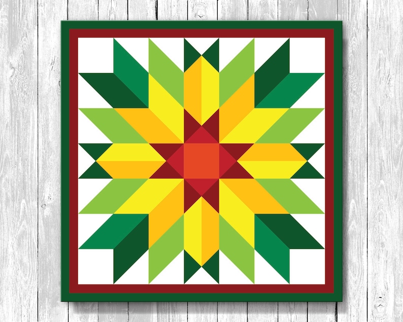 Sunflower Star Barn Quilt, Large, Medium, Small, Vinyl on Aluminum ...