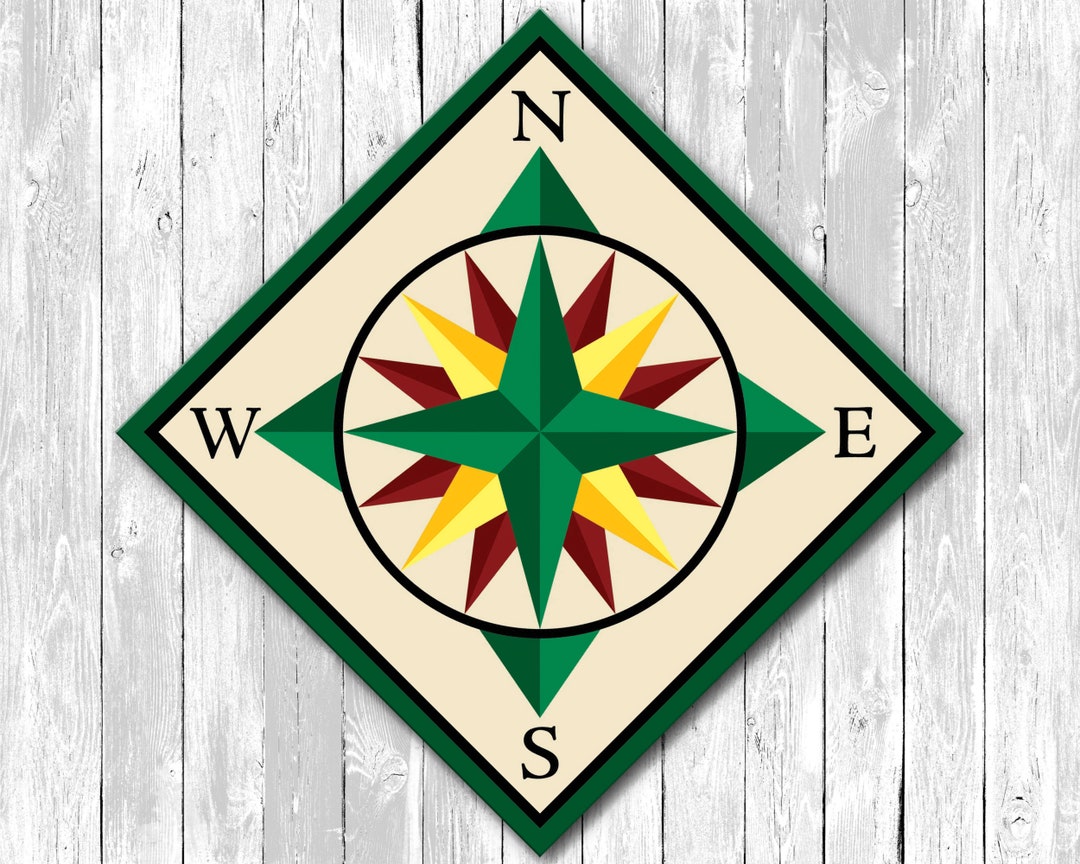 Compass Barn Quilt, Large, Medium, Small, Vinyl on Aluminum, Outdoor or ...