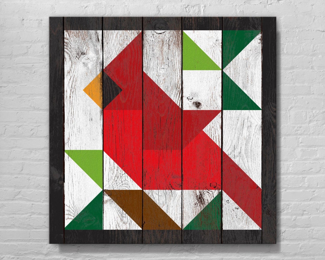 Cardinal Barn Quilt With Wood Effect, Large, Medium, Small, Vinyl on ...