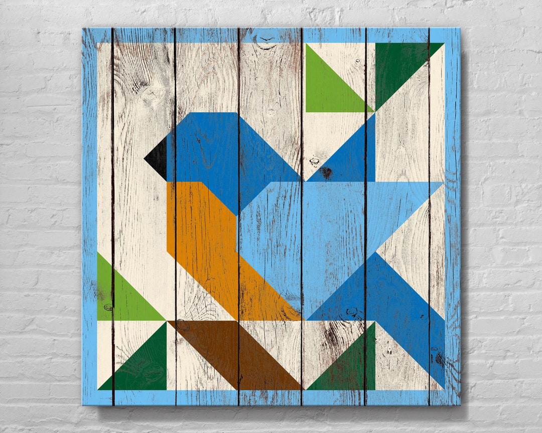 Bluebird Barn Quilt With Wood Effect, Large, Medium, Small, Vinyl on ...