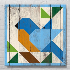 Bluebird Barn Quilt With Wood Effect, Large, Medium, Small, Vinyl on ...