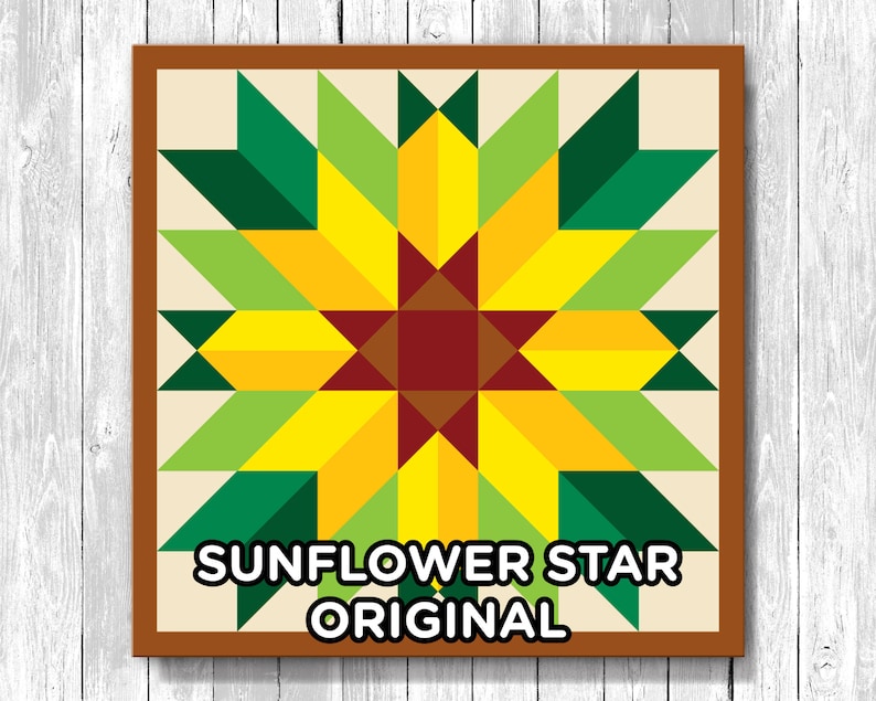 Sunflower Star Barn Quilt, Large, Medium, Small, Vinyl on Aluminum ...