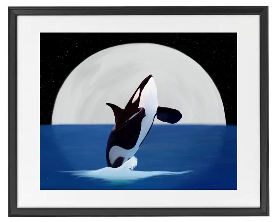 Orca Oil Painting Print - Orca in the Moonlight - Etsy