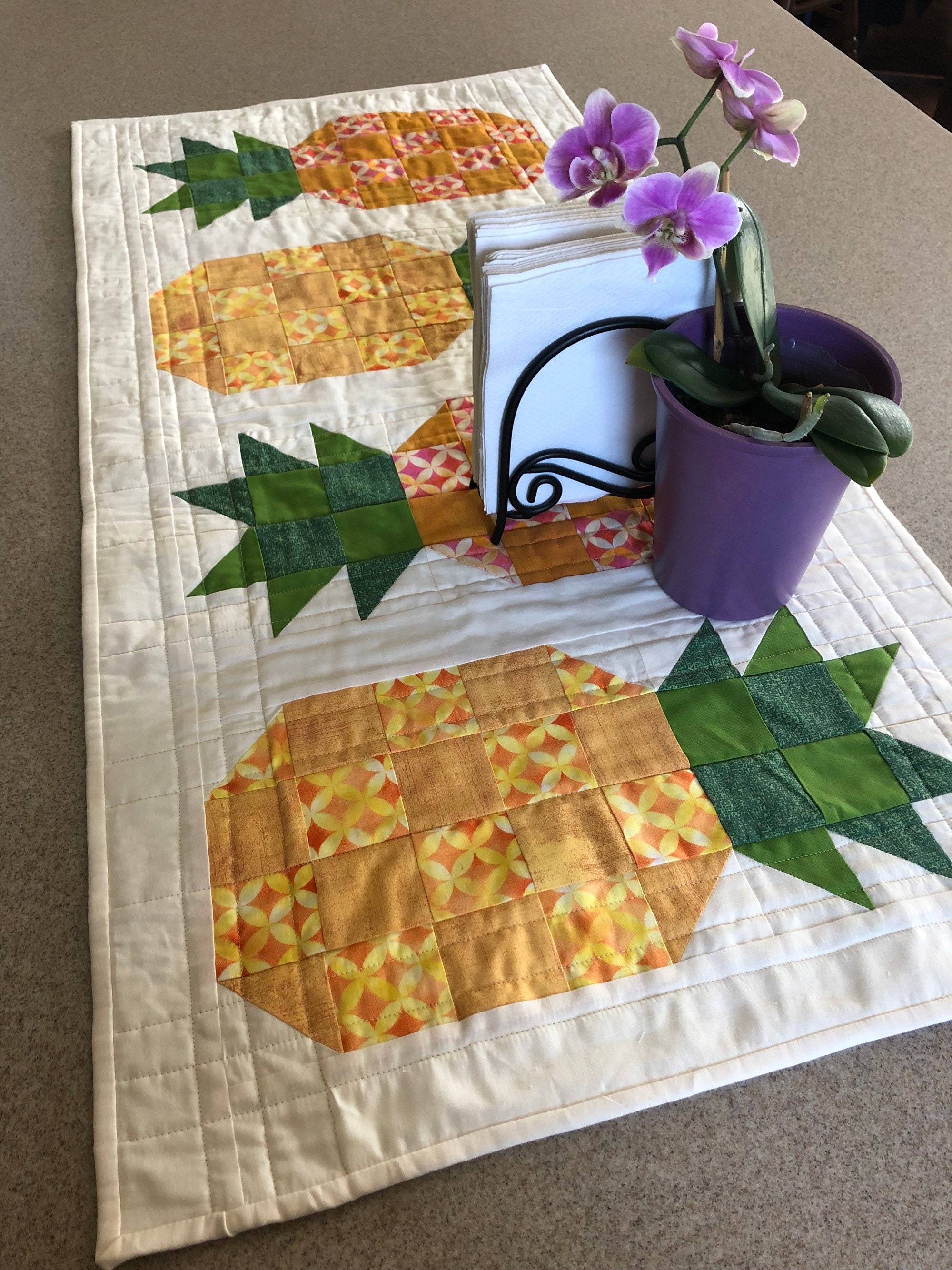 Table Runner Quilted Handmade Pineapple - Etsy