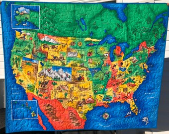 United States Map Quilt - Etsy