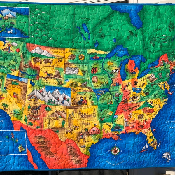 Map Quilt - Etsy