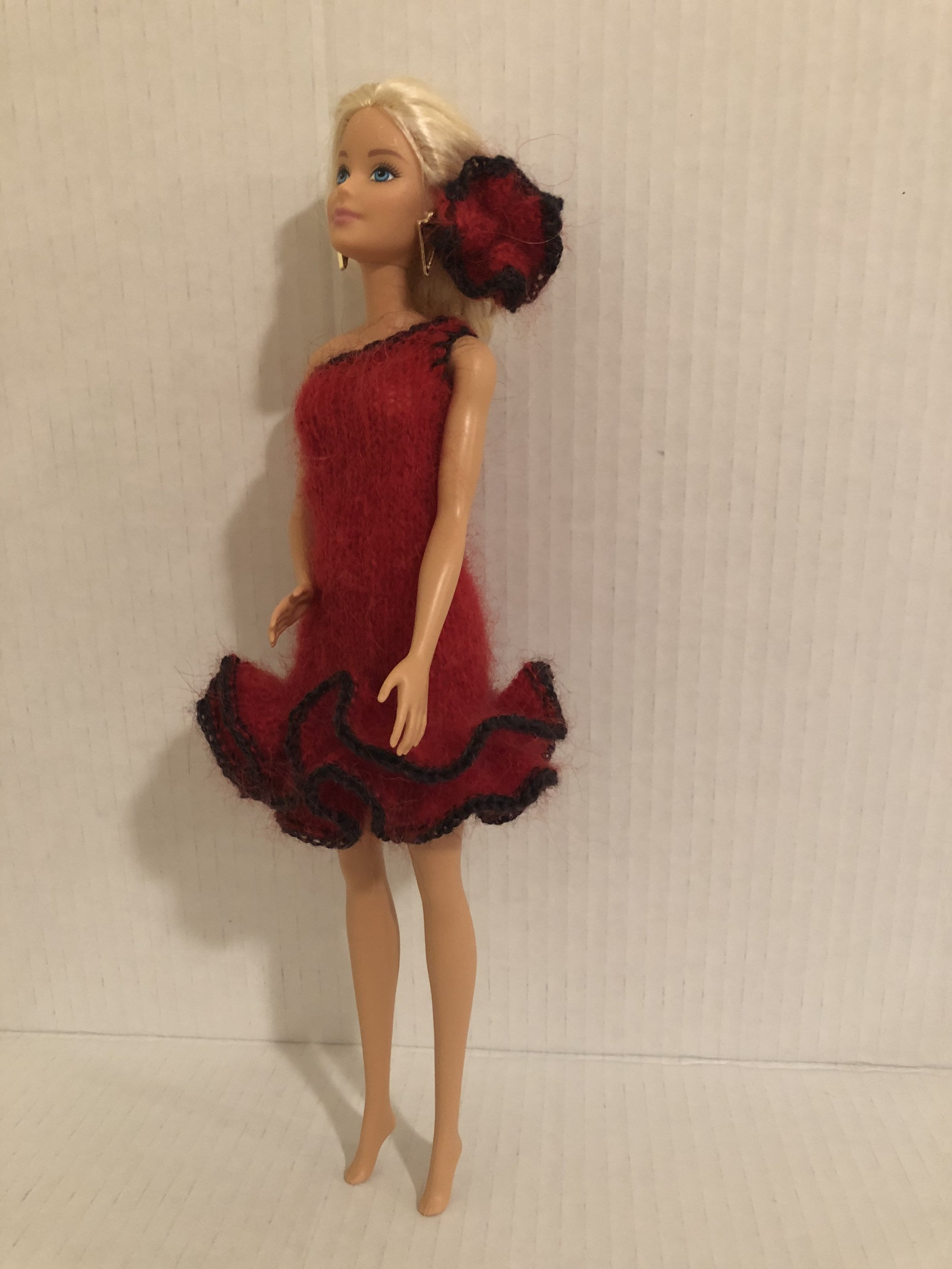 Knitted One Shoulder Ruffled Salsa Dress for 12 Barbie Doll | Etsy