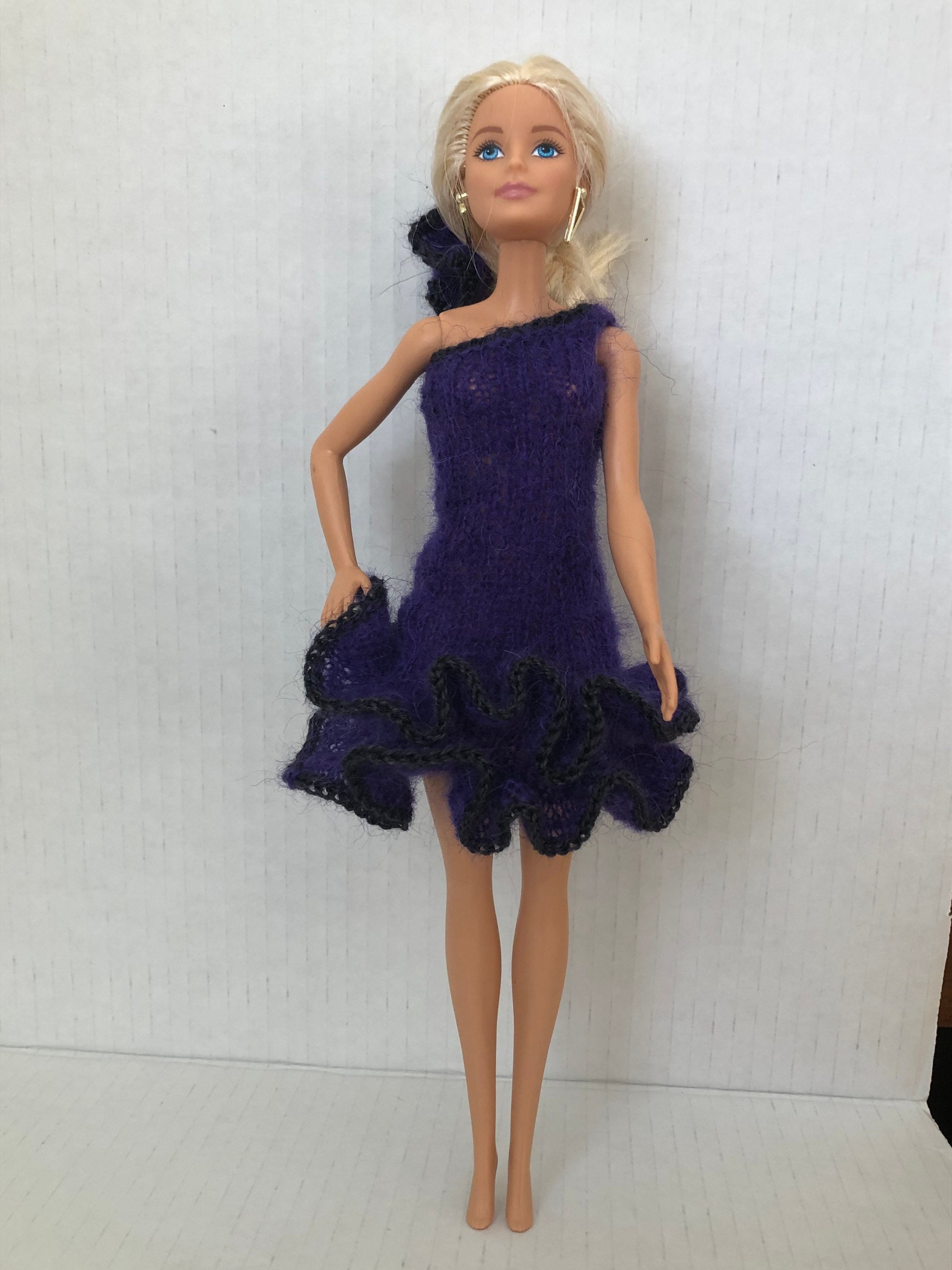 Knitted One Shoulder Ruffled Salsa Dress for 12 Barbie Doll | Etsy