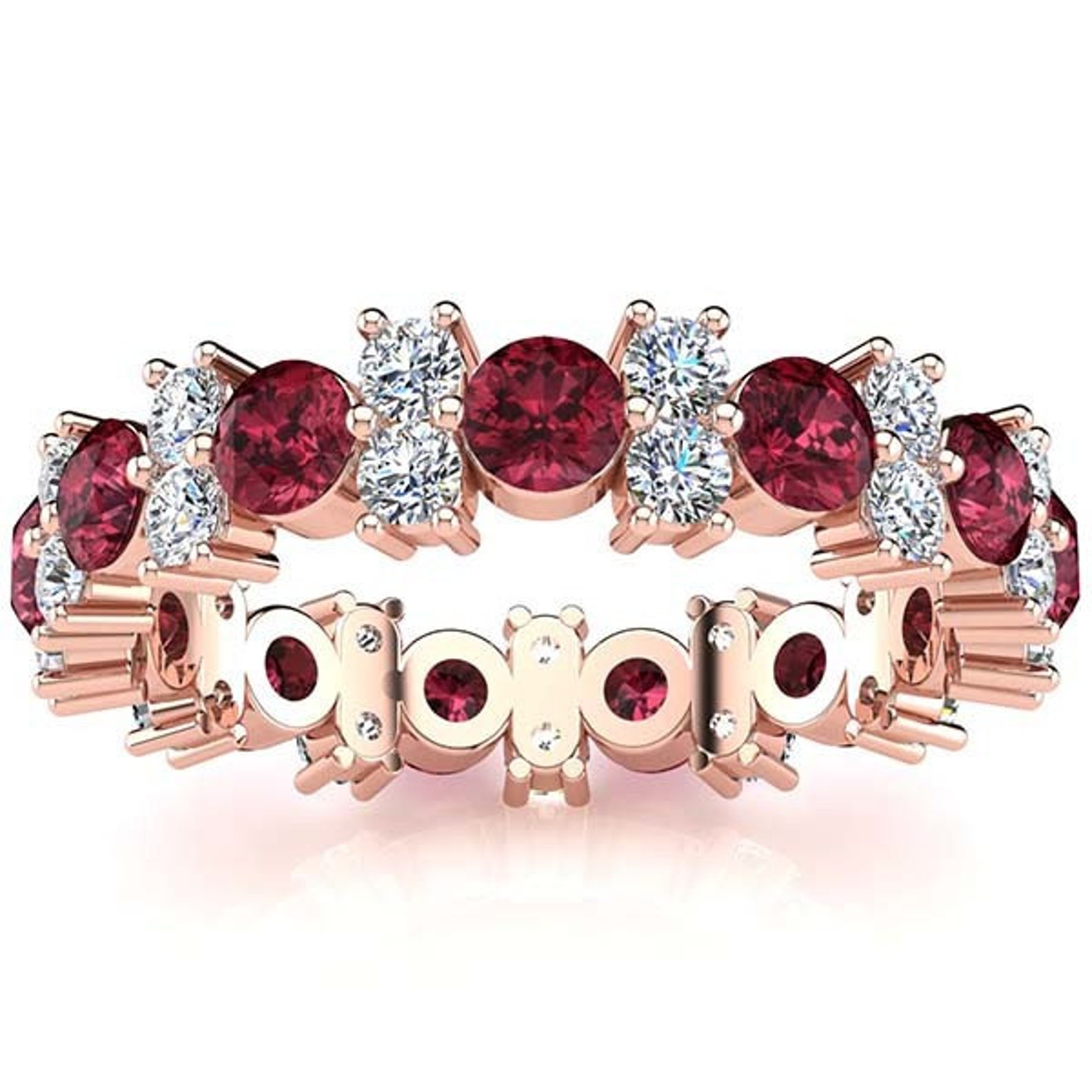Garland Diamond and Garnet Rhodolite Alternating Eternity Ring | Etsy