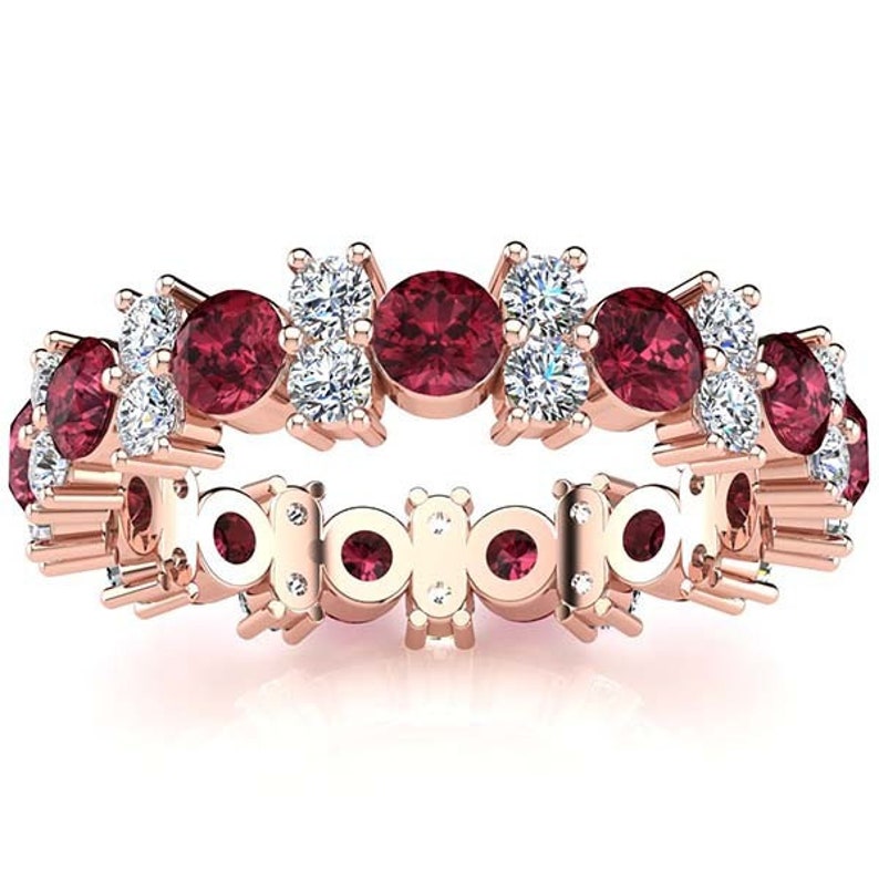Garland Diamond and Garnet Rhodolite Alternating Eternity Ring - Etsy