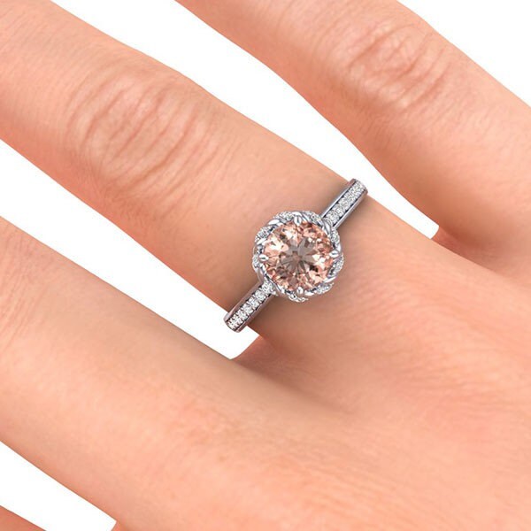 Sultana Morganite With Braided Diamond Halo and Accent Stones ...