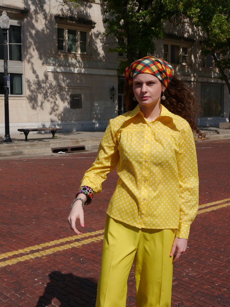 Vintage Groovy MOD 1960s 1970s Sommerman Yellow Blouse Shirt | Etsy