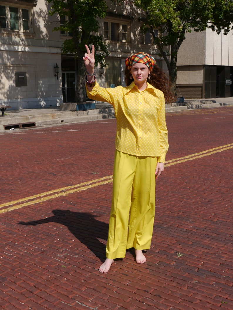 Vintage Groovy MOD 1960s 1970s Sommerman Yellow Blouse Shirt | Etsy