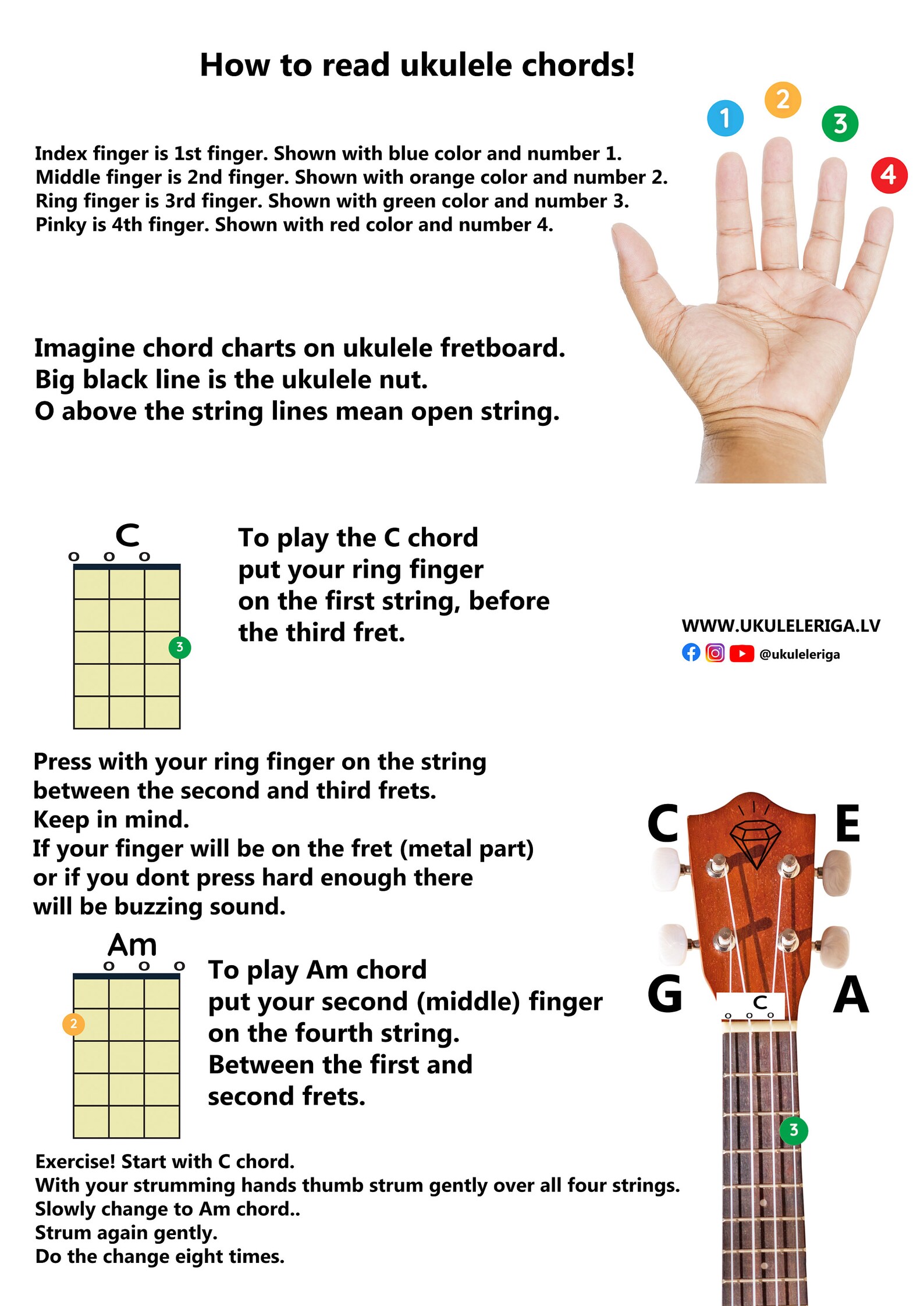 HOW to PLAY UKULELE E-book Pdf Beginner Easy Ukulele Printable Chords ...