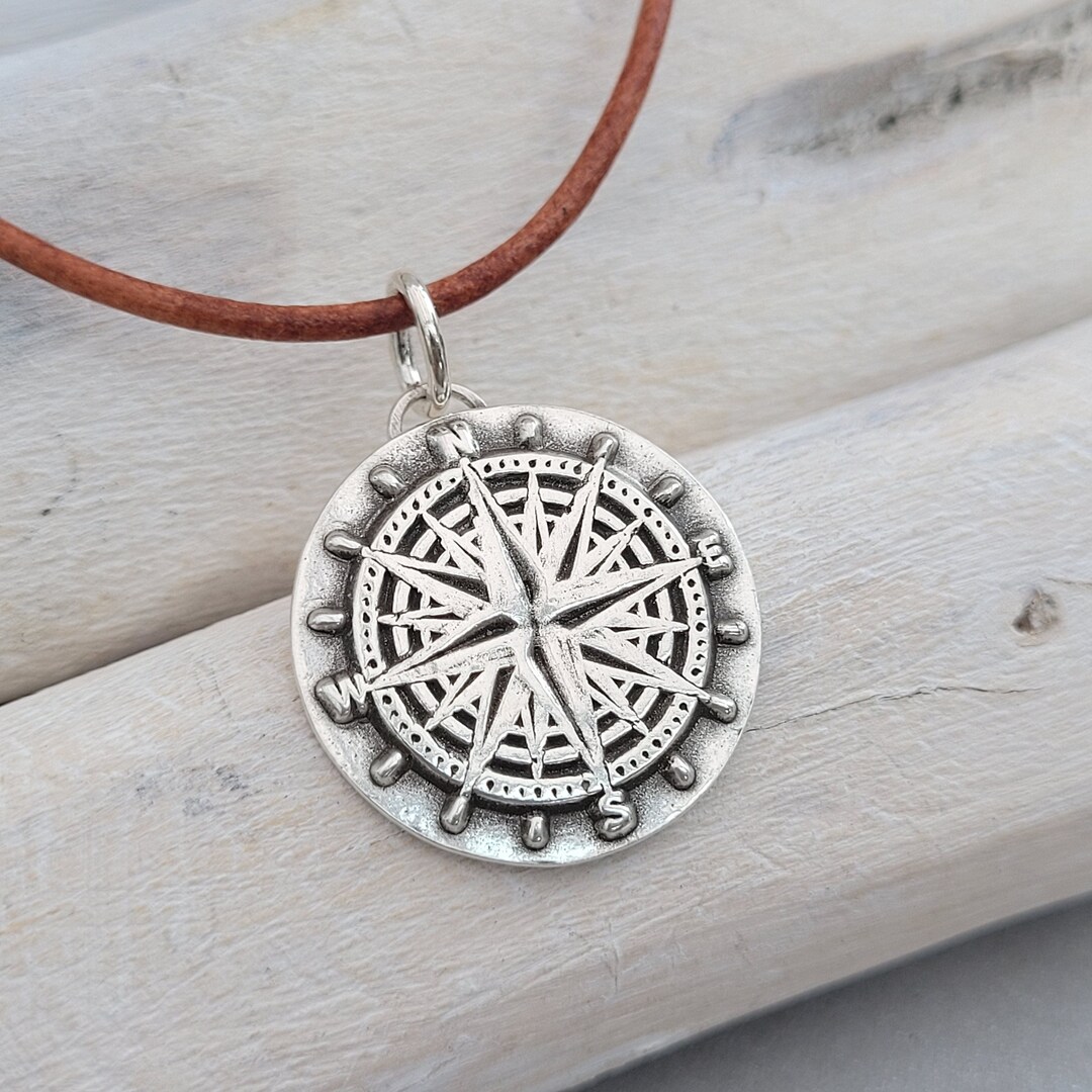 Compass Necklace Pendant Made of Recycled 925 Silver, Handmade in ...