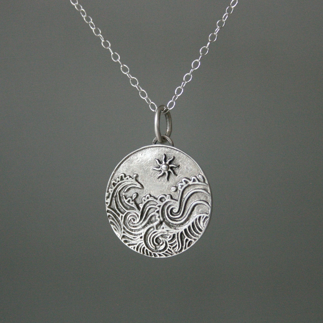 Pendant Waves Sea and Sun, Silver, Pendant Made of Recycled 925 ...