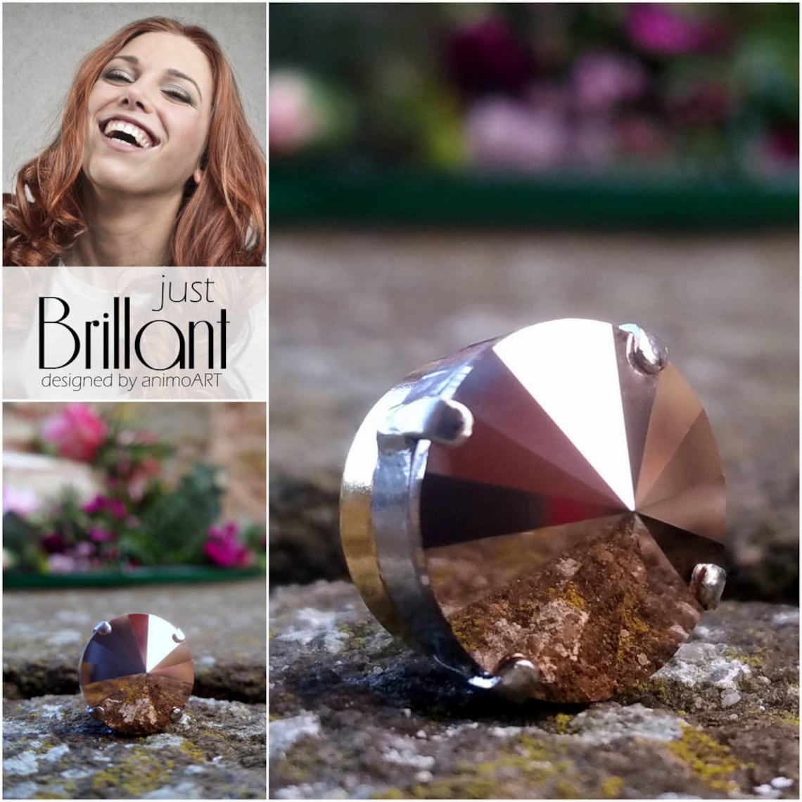 Schmuck Magnet mit original Swarovski-Rivoli "Brillant" Vergoldeter ...