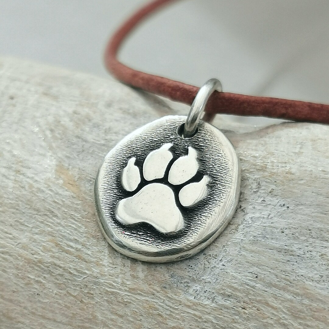 Dog Paw Pendant Silver, Chain Pendant Dog Paw, Dog Paw Chain, Recycled ...