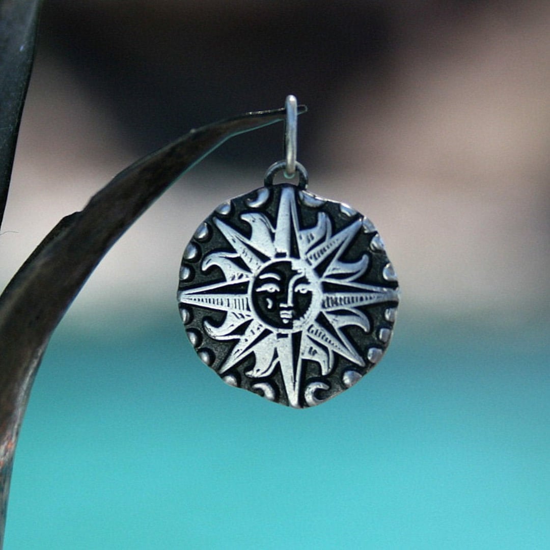 Sun Pendant Silver Vintage Sun Chain 925 Silver Sun Pendant - Etsy UK