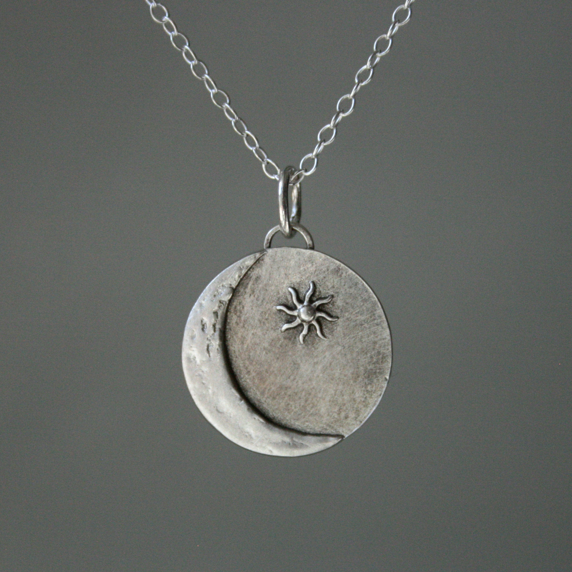 Chain with moon and sun silver pendant with moon and sun | Etsy