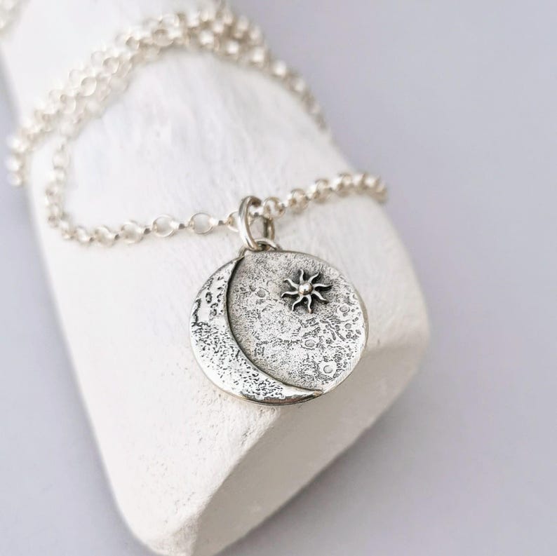 Pendant Moon and Sun Silver, Silver Chain, Pendant With Moon and Sun ...