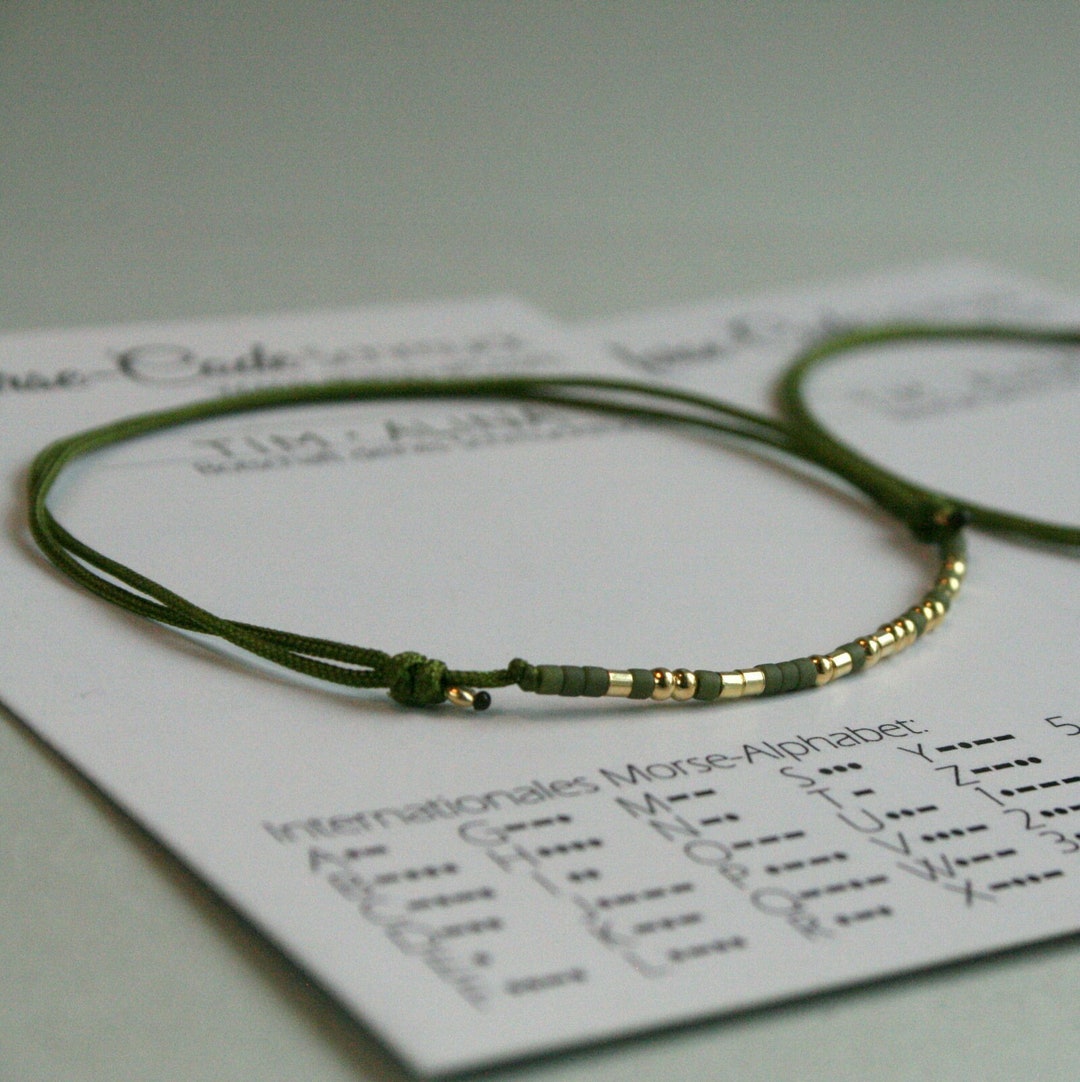 Bracelet MORSE CODE With Desired Name or Favorite Word Adjustable Size ...
