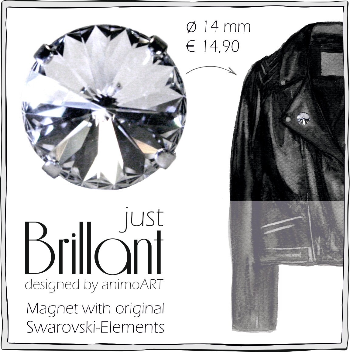 Schmuck Magnet mit original Swarovski-Rivoli "Brillant" Vergoldeter ...