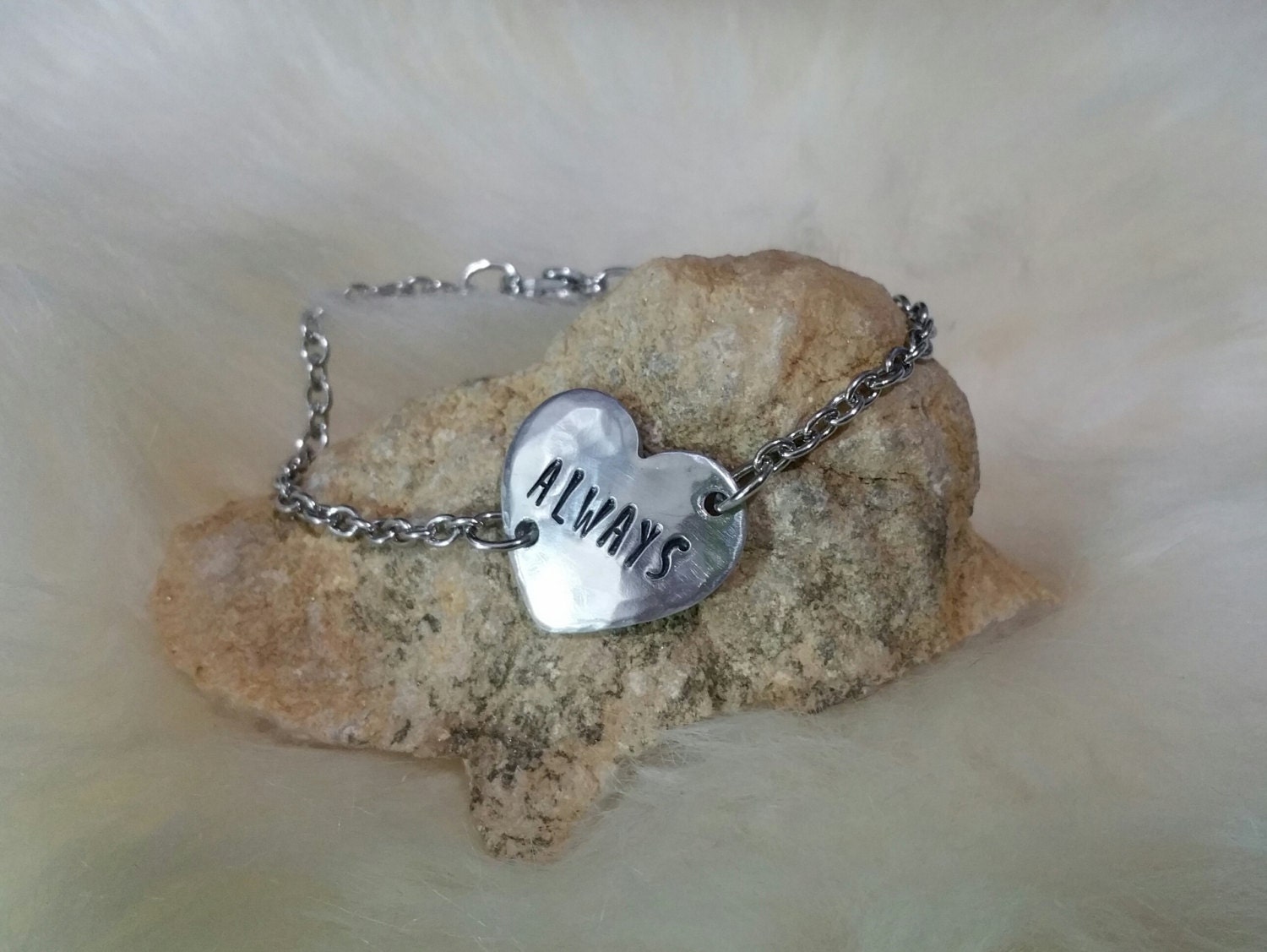 ALWAYS Bracelet Custom Hand Stamped HEART Aluminum with | Etsy
