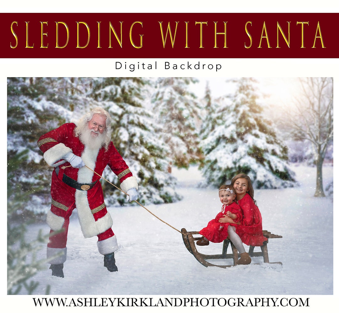 Sledding With Santa Digital Backdrop for Photoshop - Etsy