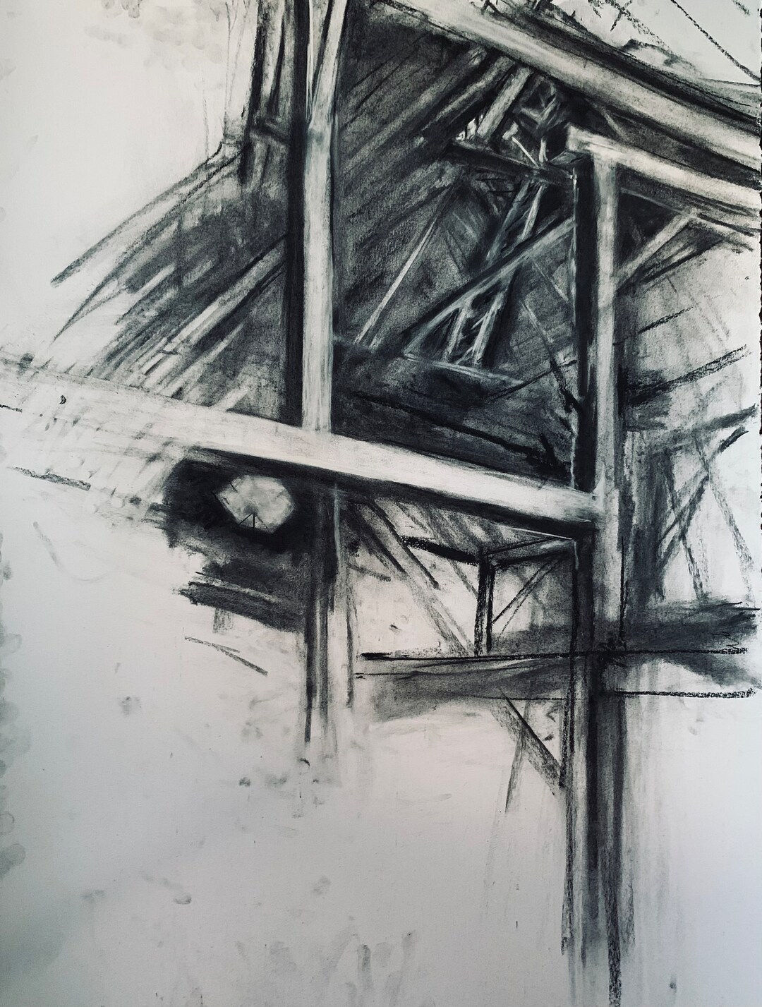 Charcoal Barn Interior Drawing, Vermont Farmhouse Art - Etsy