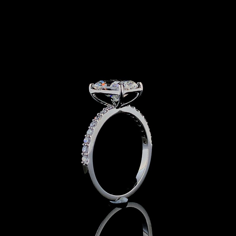 14k Gold Solitaire Radiant Lab Grown Diamond Engagement Ring / Halo ...