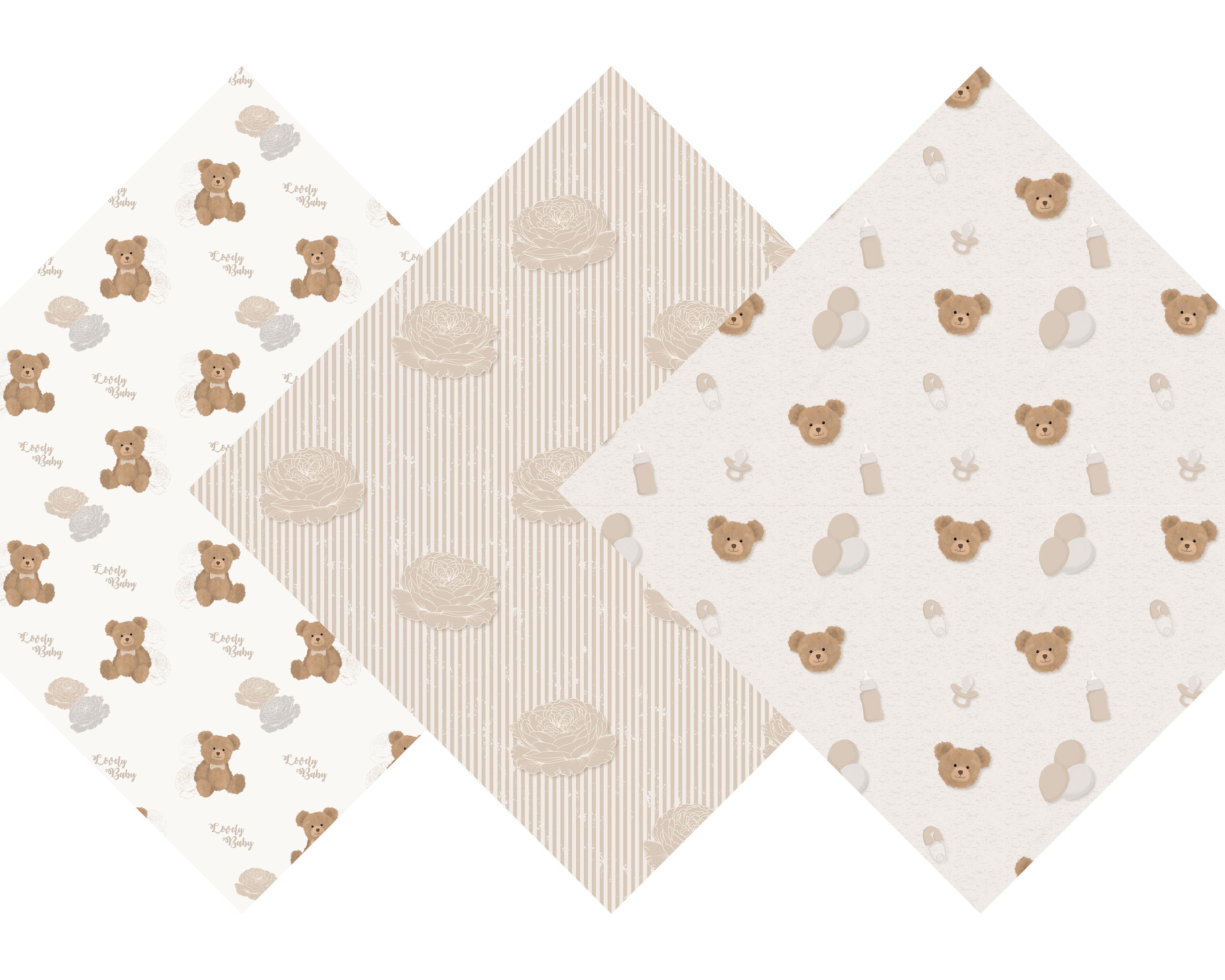 Digital Paper Pack 'lovely Teddy Bear' Seamless - Etsy