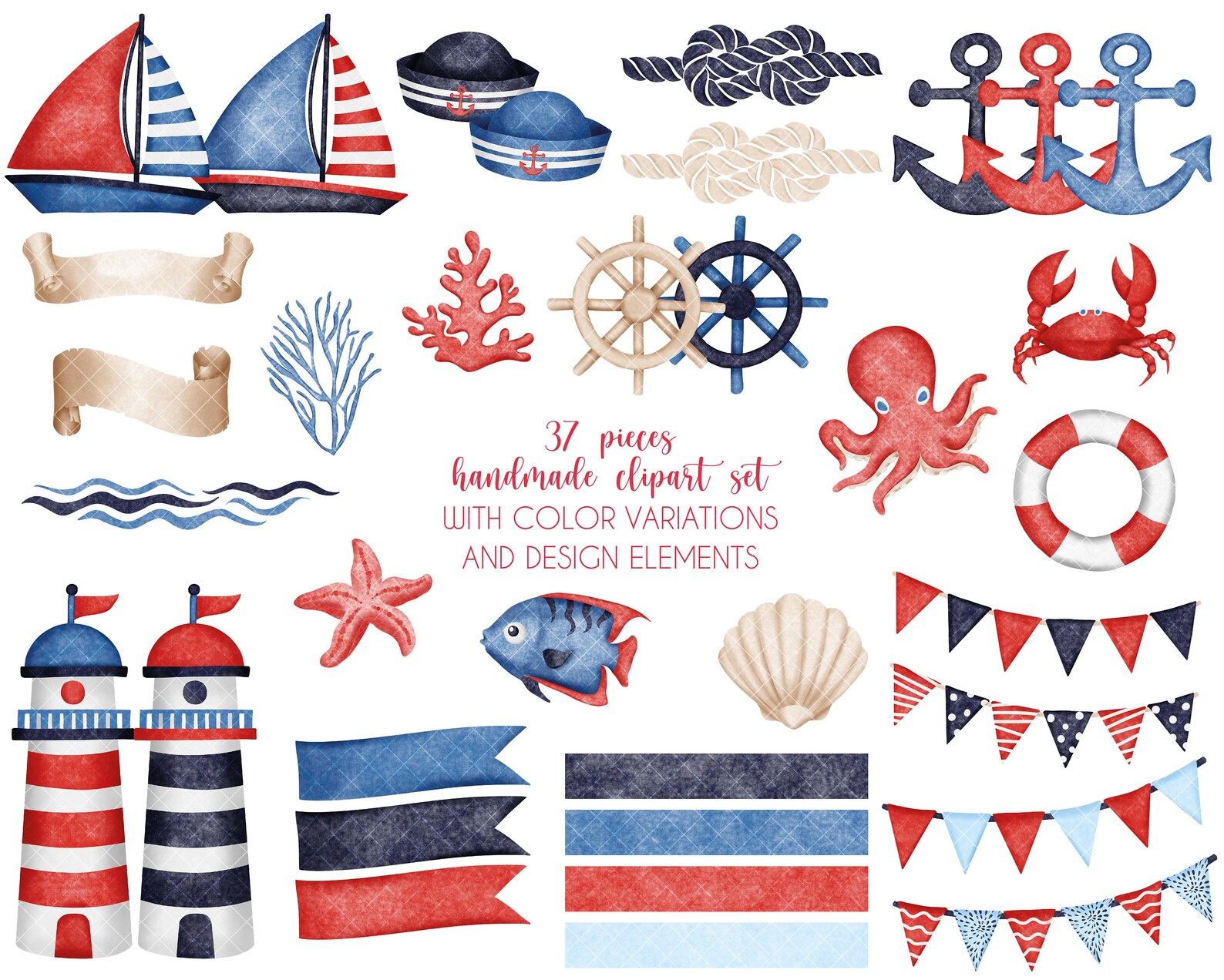 Nautical Clipart Set 'little Sailor' Instant - Etsy