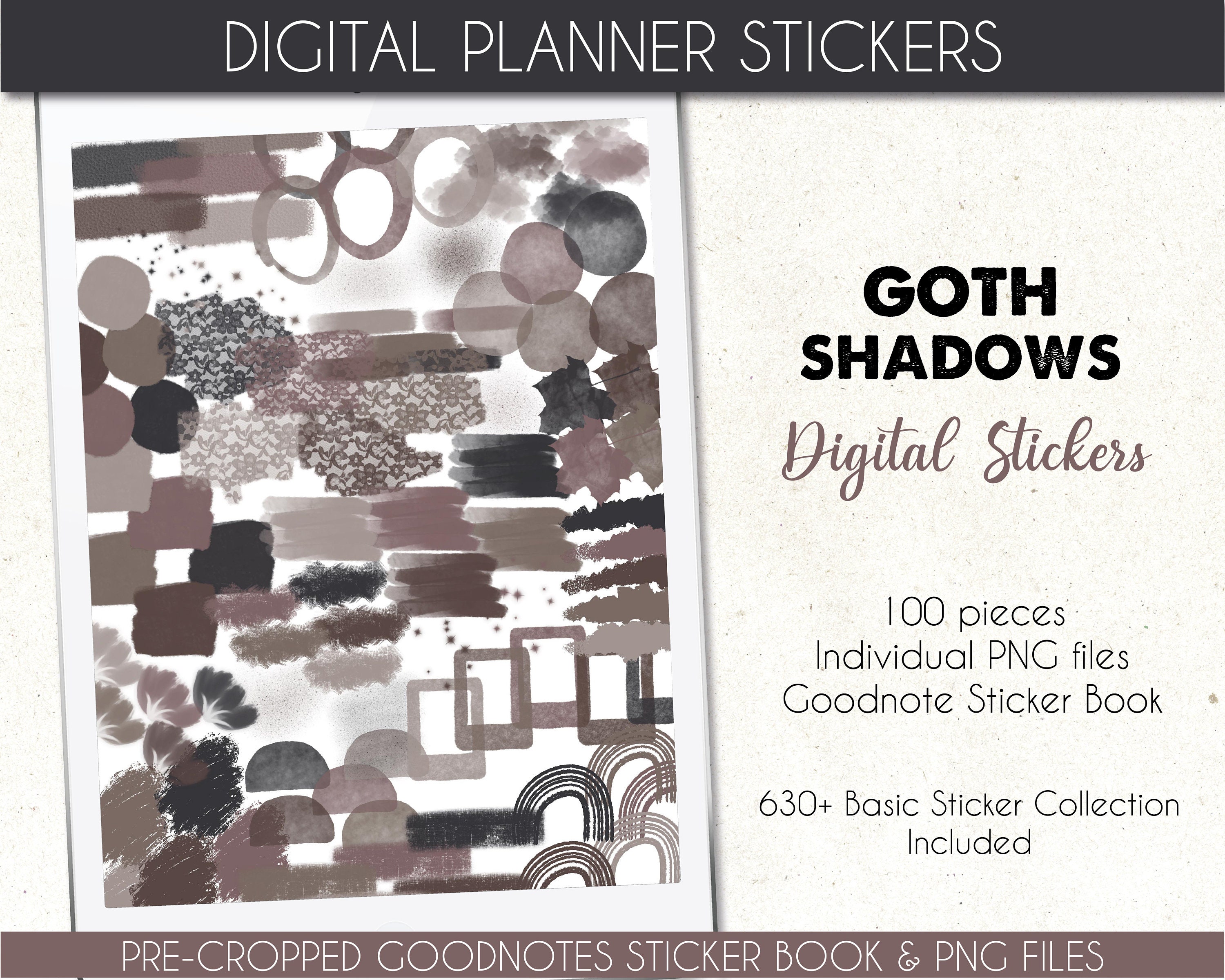 Transparent Texture Stickers for Digital Planners & Journals Goth ...