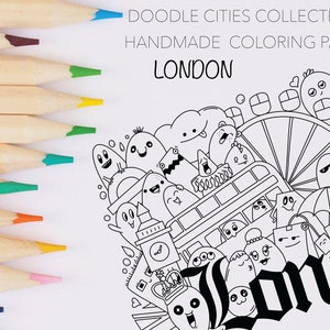 Coloring Page Doodle Cities Collection Bundle Printable and | Etsy