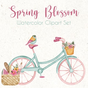 Watercolor Spring Blossom Clipart Set | Instant Download PNG | Flower ...