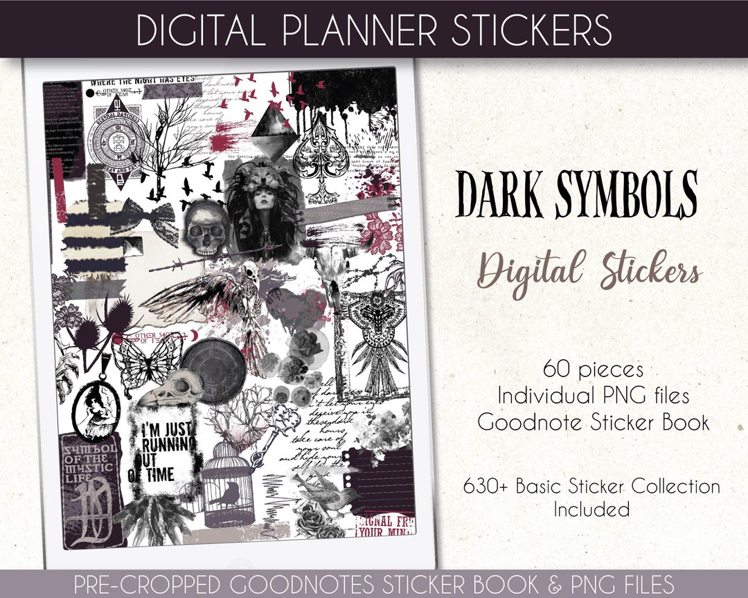 Dark Symbols Stickers for Digital Planners & Journals | Pre-cropped ...