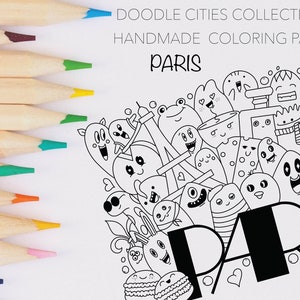 Coloring Page Doodle Cities Collection Bundle Printable and | Etsy