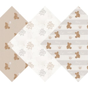 Digital Paper Pack 'lovely Teddy Bear' Seamless Romantic Pattern ...