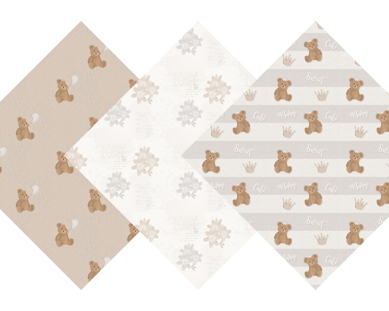Digital Paper Pack 'lovely Teddy Bear' Seamless - Etsy