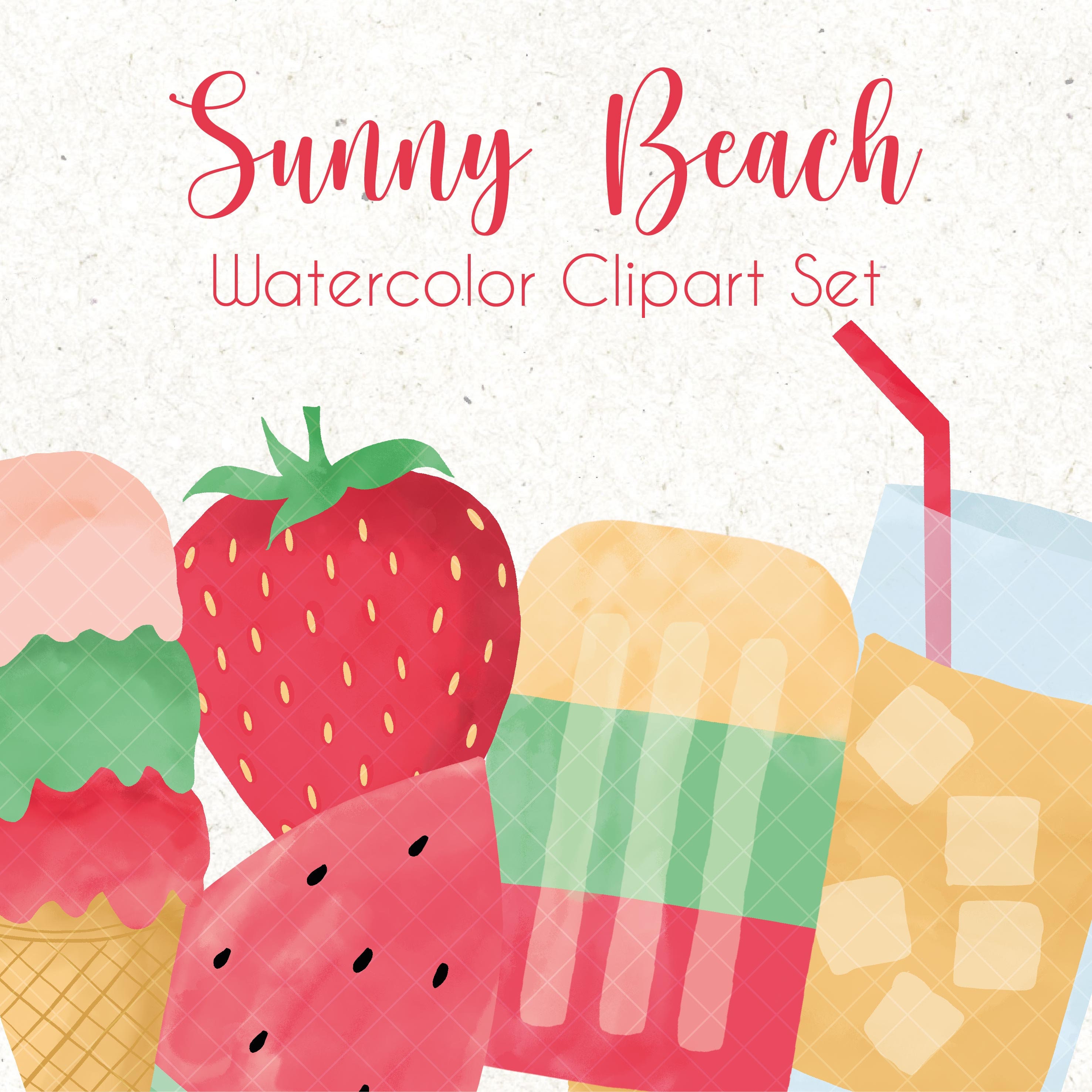 Watercolor Sunny Beach Clipart Set Instant Download PNG - Etsy