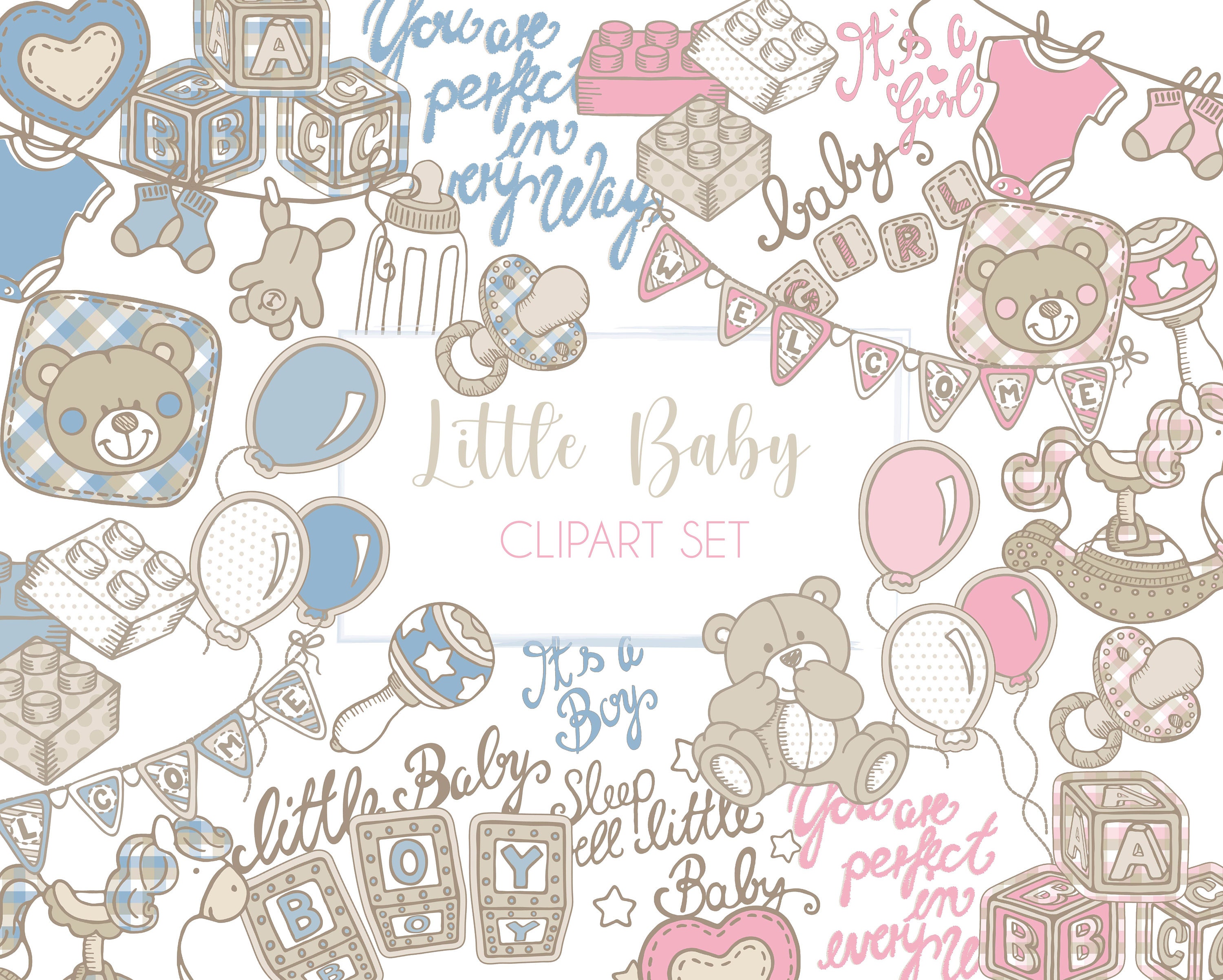 New Born Baby Clipart Set Instant Download PNG Girl Boy - Etsy