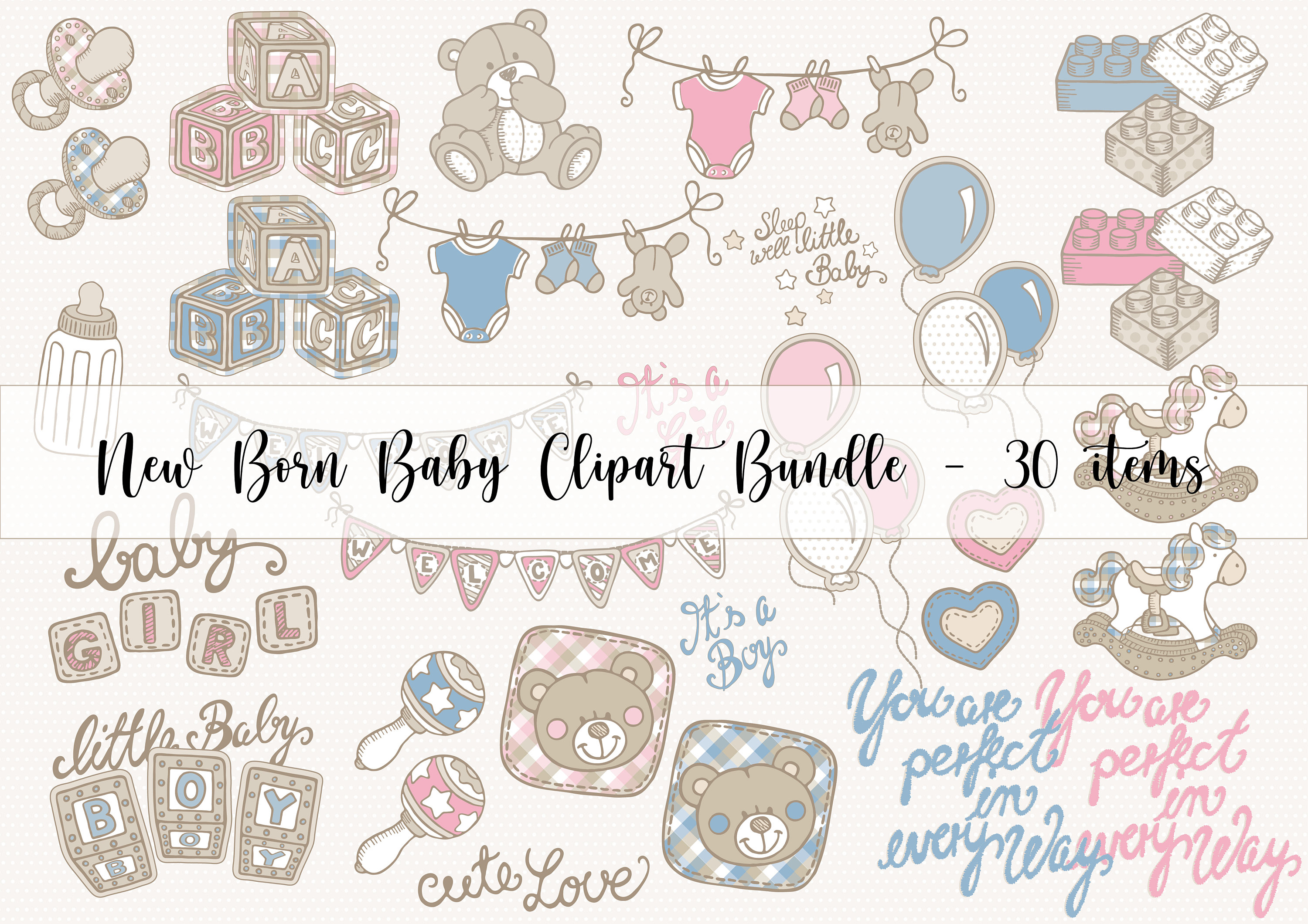 New Born Baby Clipart Set Instant Download PNG Girl Boy - Etsy