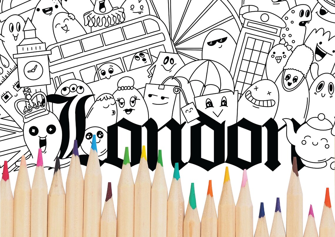 Coloring Page Doodle Cities Collection London Printable and | Etsy