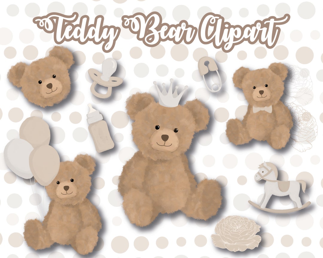 Teddy Bear Clip Art Set | Instant Download PNG | Baby Shower, Gender ...