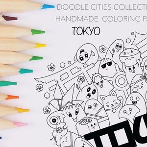 Coloring Page Doodle Cities Collection Bundle Printable and | Etsy