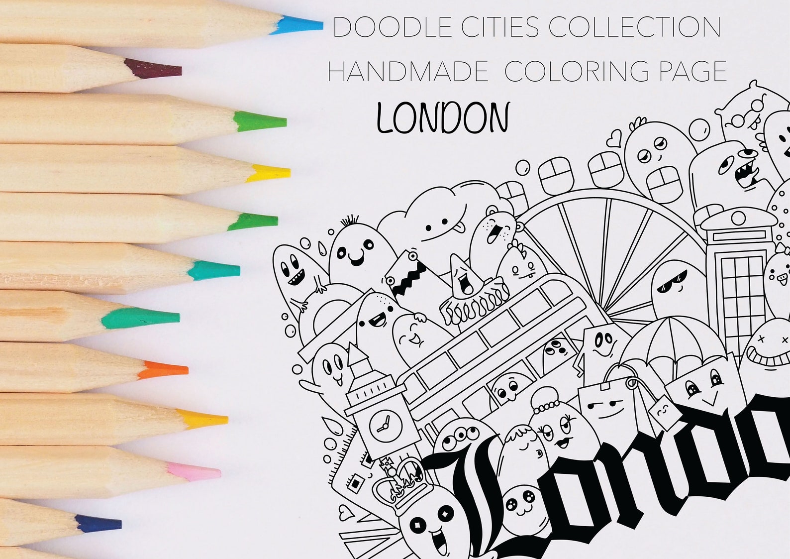 Coloring Page Doodle Cities Collection London Printable and | Etsy