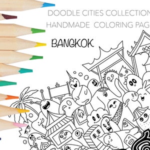 Coloring Page Doodle Cities Collection Bundle Printable and | Etsy