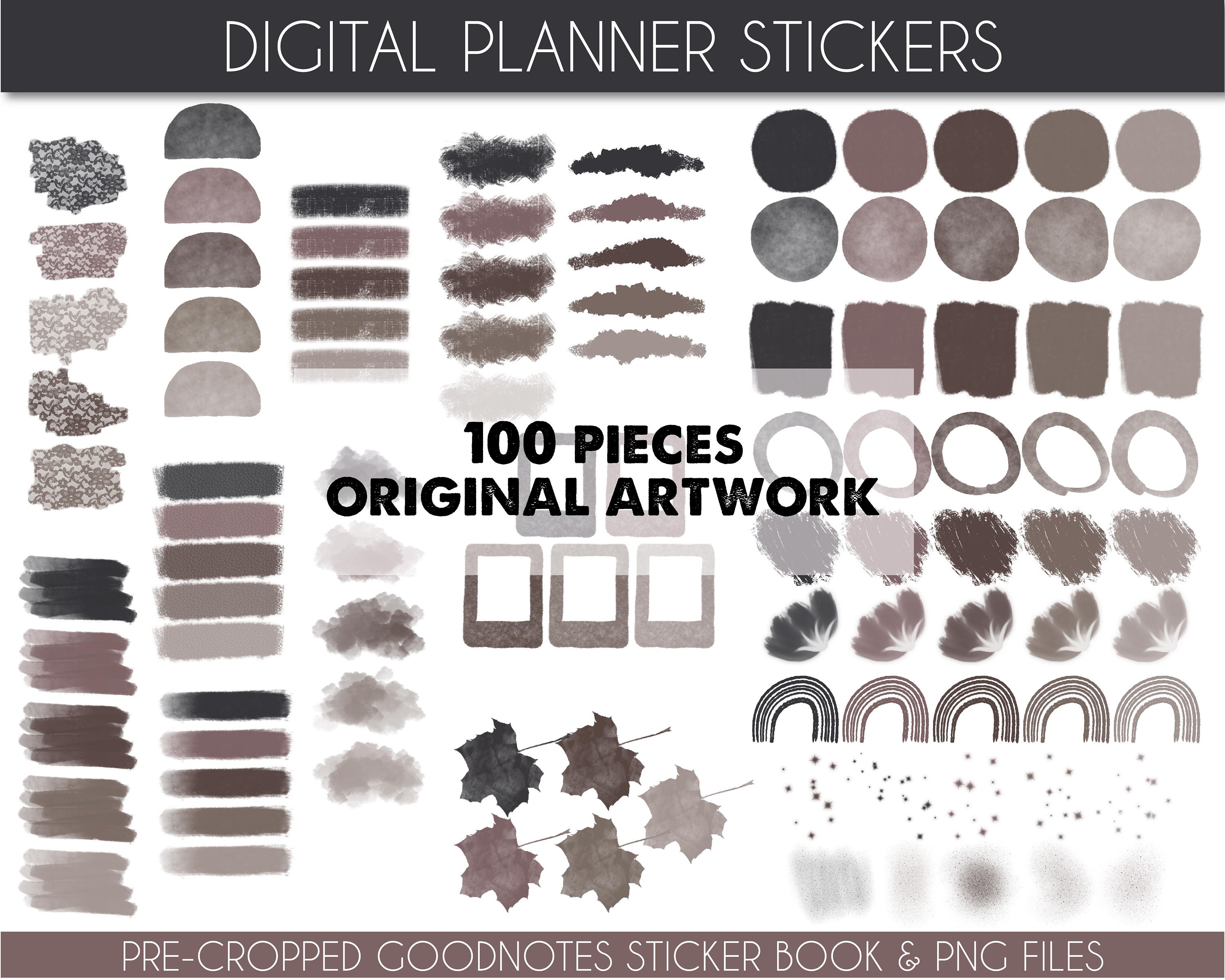Transparent Texture Stickers for Digital Planners & Journals Goth ...