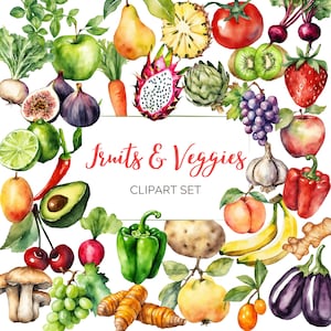 Watercolor Food Clipart Set - Fruits & Vegetables | Instant Download ...